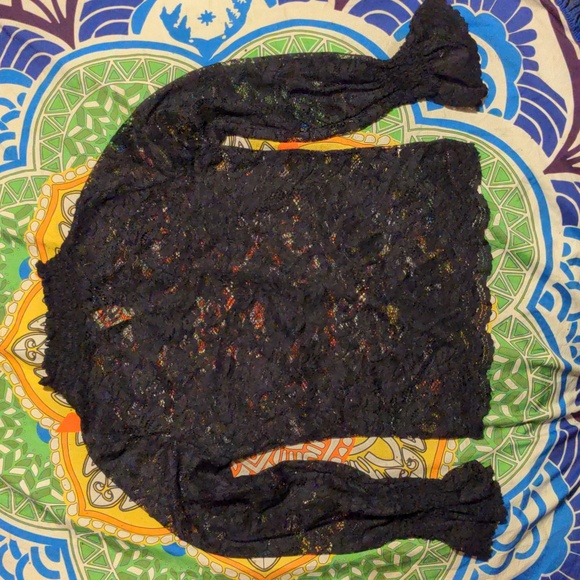 Mind Code | Tops | Mind Code Turtleneck Black Floral Lace Frilly Long ...